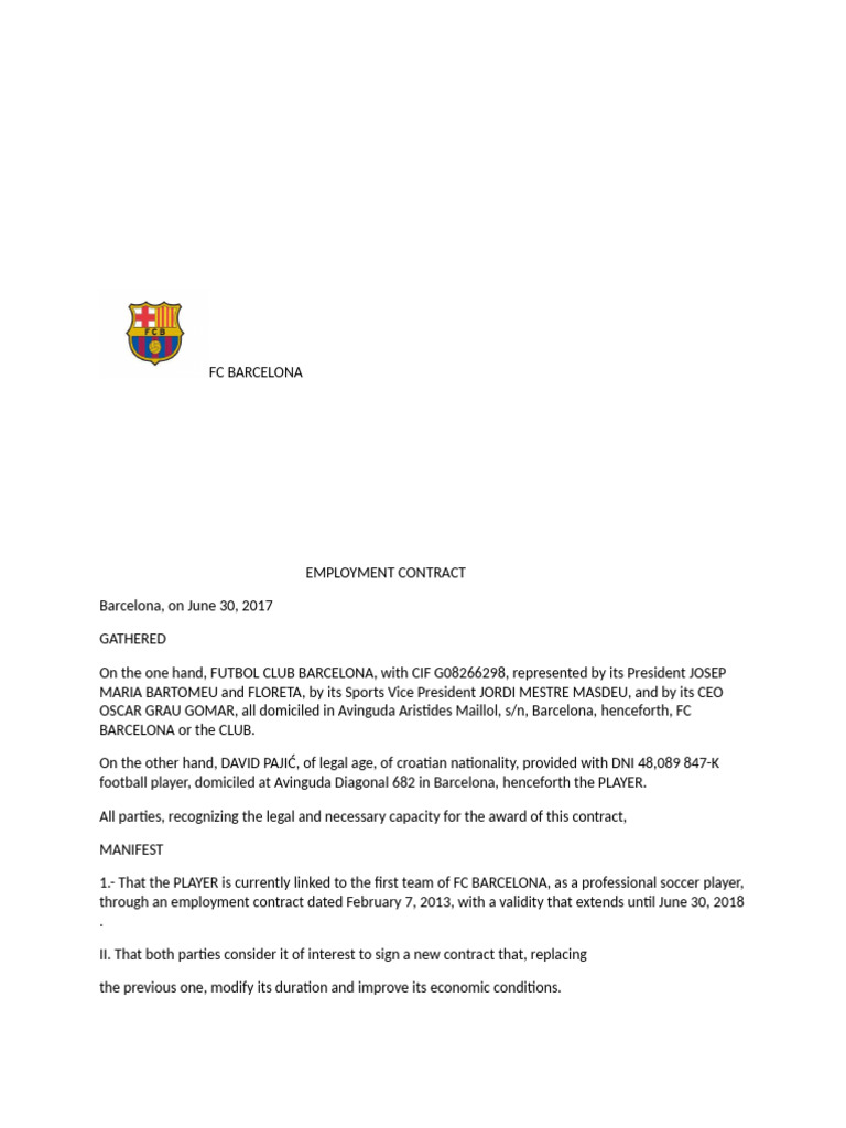 BARCA CONTRACT | PDF