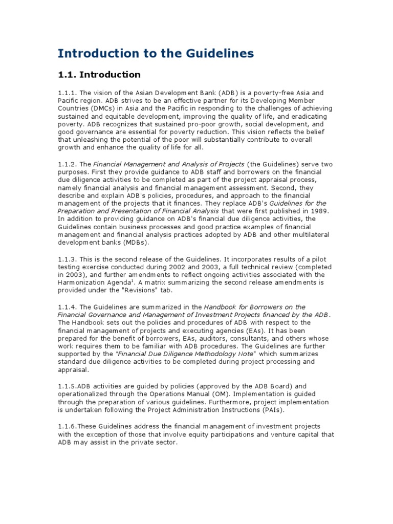 Introduction To The Guidelines | PDF | Asian Development Bank | Audit
