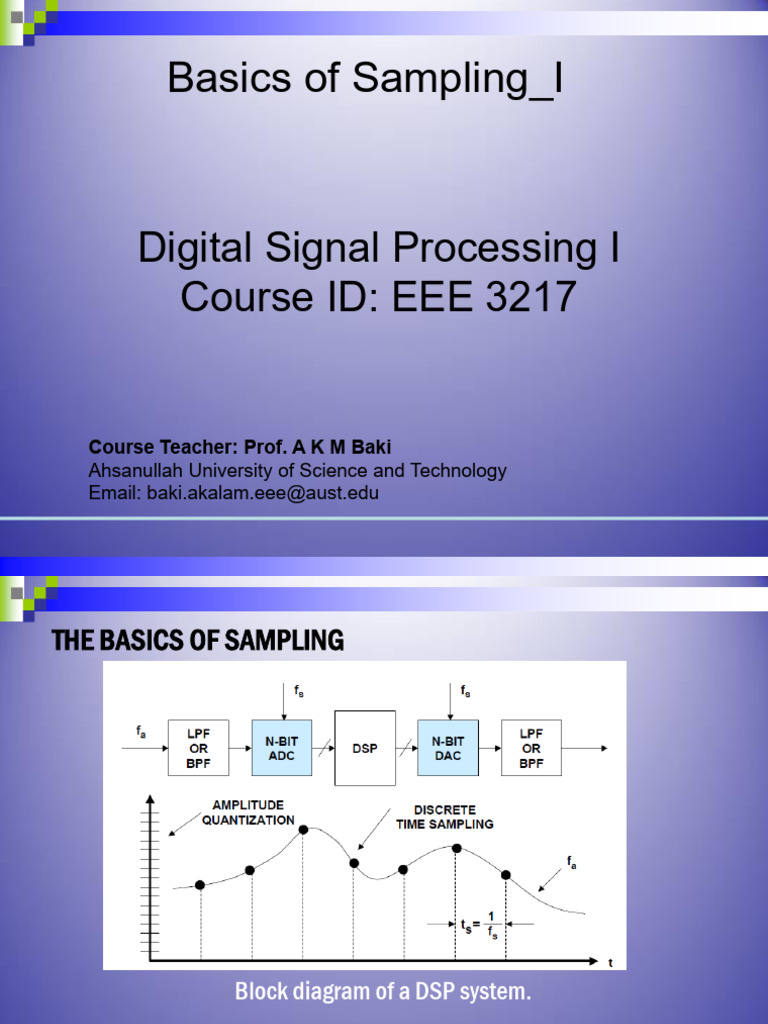 EEE-3217 - L5 - Basics of Sampling - I | PDF | Sampling (Signal Processing) | Applied Mathematics