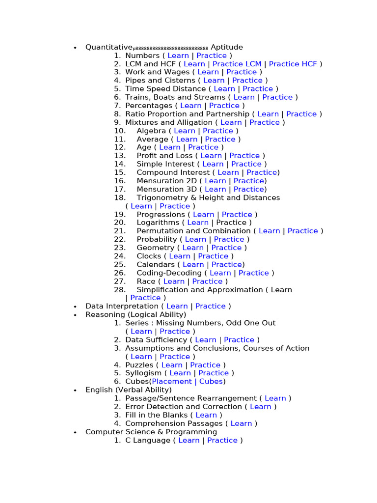 Aptitude Topics | PDF | Computer Science | Mathematics