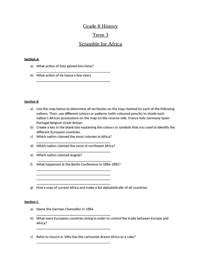 Grade 8 History Assessment MgJkc34 | PDF | Travel