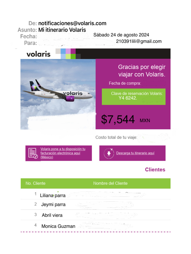 Mi Itinerario Volaris | PDF