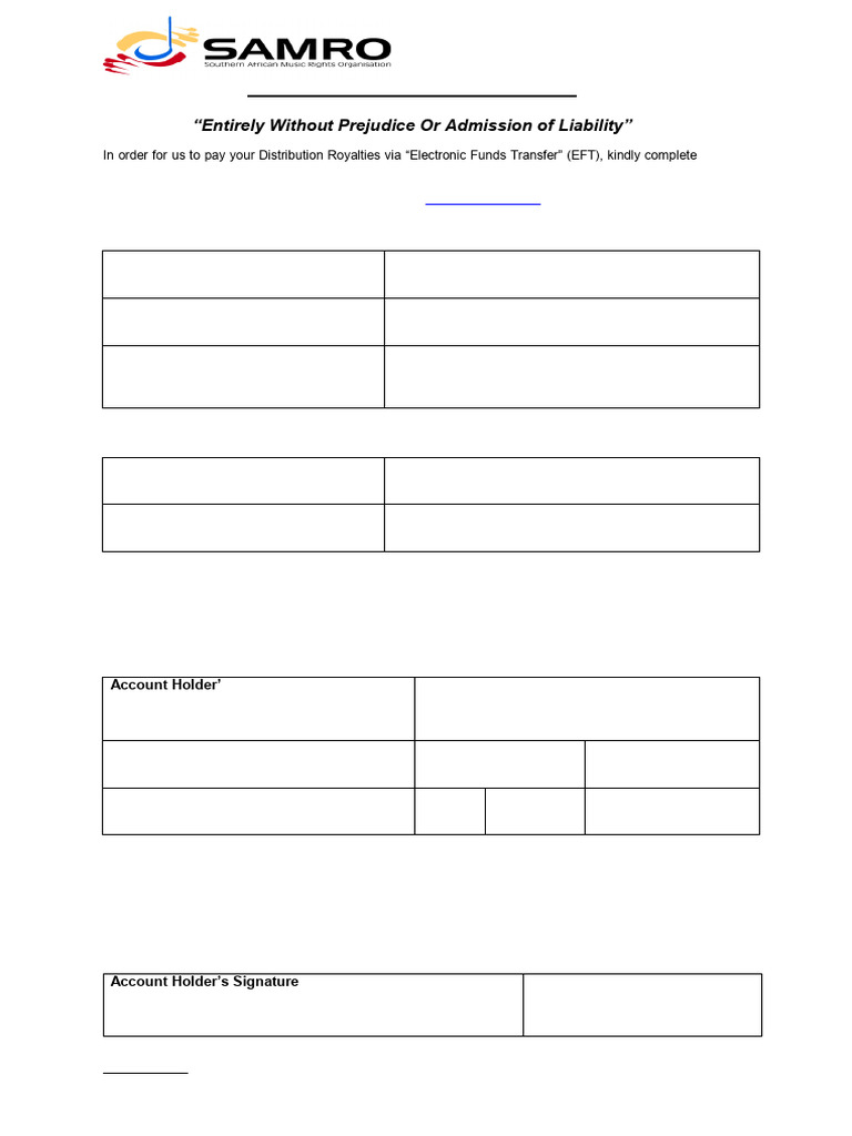 Eft Form | PDF | Finance & Money Management