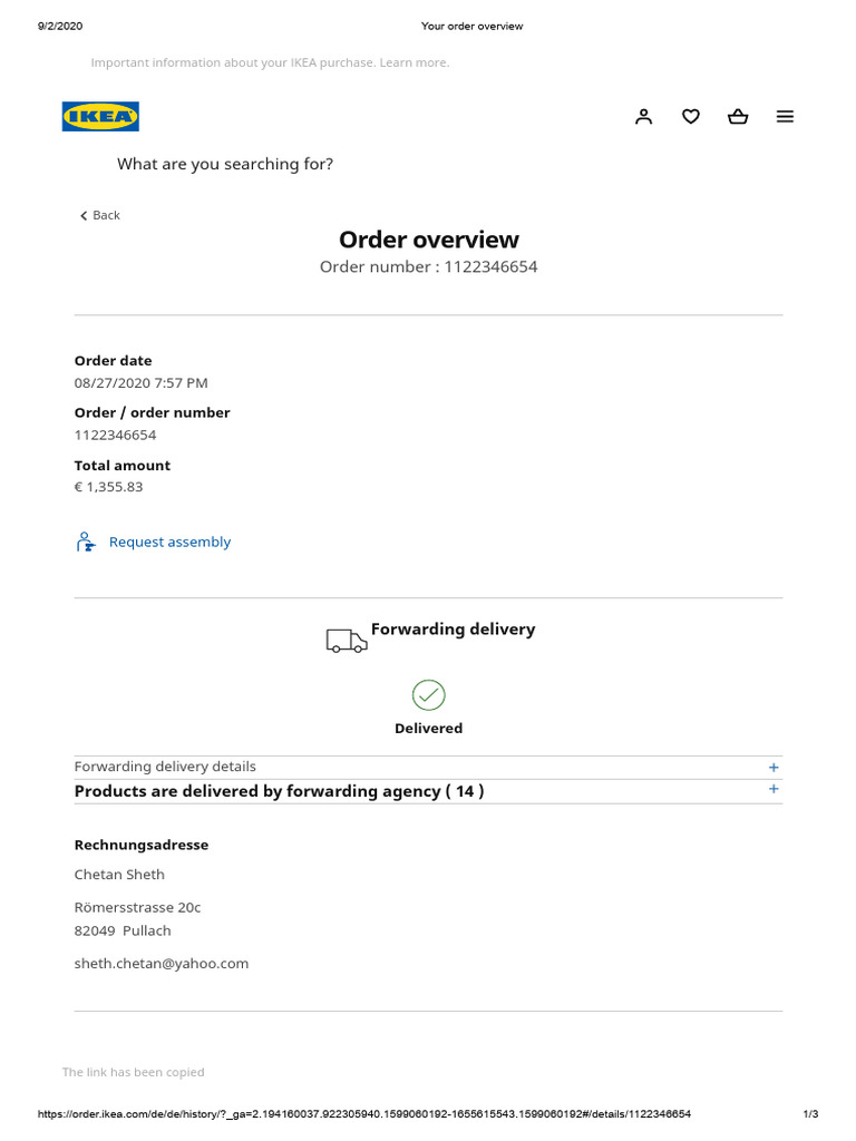 IKEA order1 | PDF