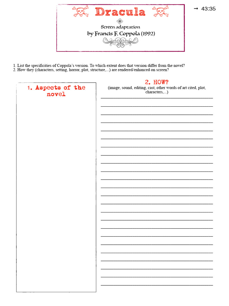 Coppola's Dracula: Film vs. Novel Analysis | PDF