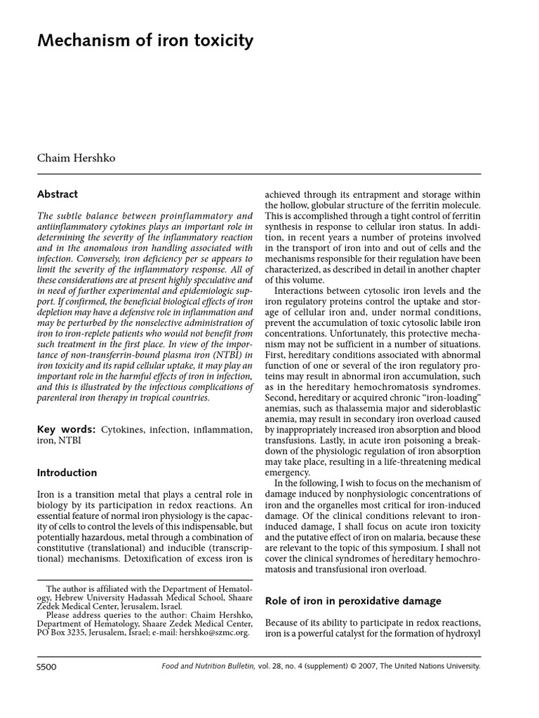 Hershko 2007 Mechanism of Iron Toxicity | PDF | Reactive Oxygen Species ...
