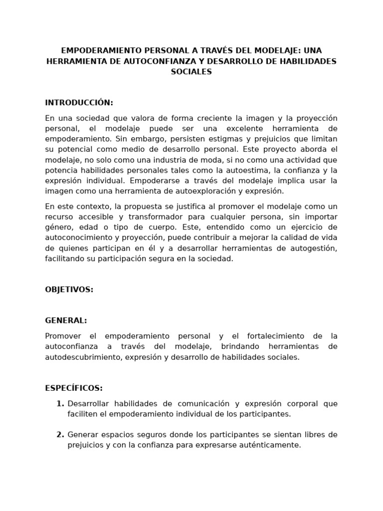 Empoderamiento Desde El Modelaje | PDF | Empoderamiento | Autoestima