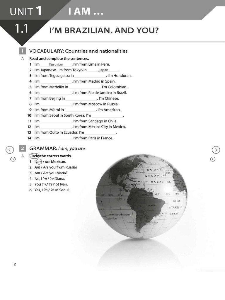 Workbook Unit 1.1 | PDF