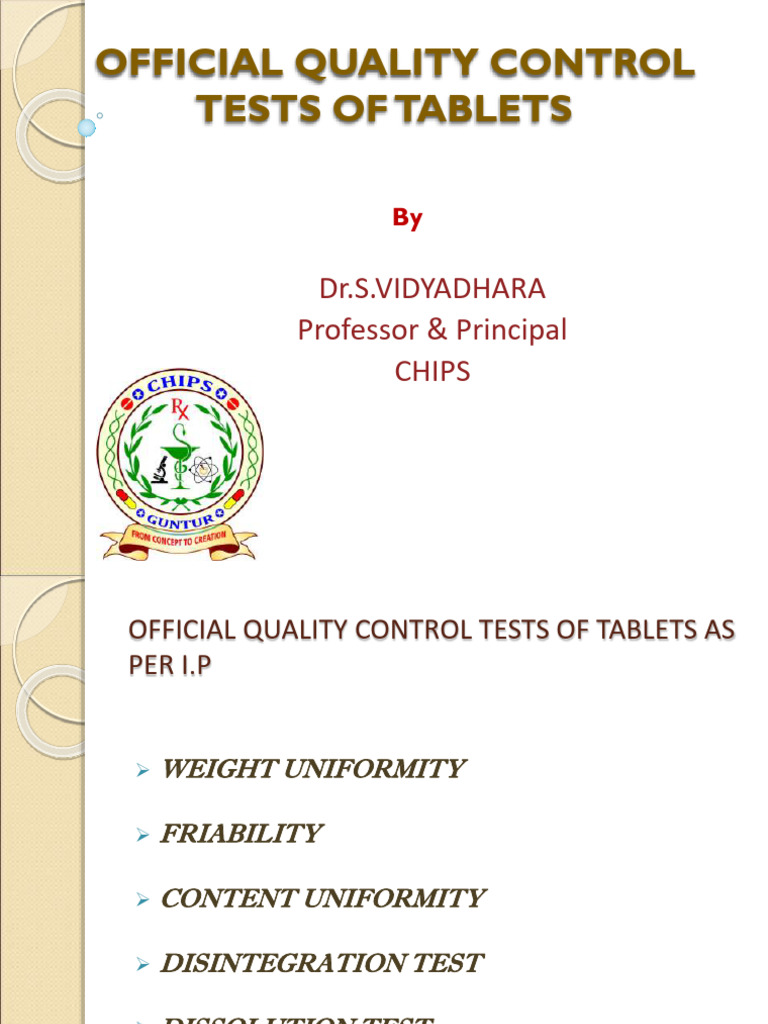 Quality Control For Tablets | PDF