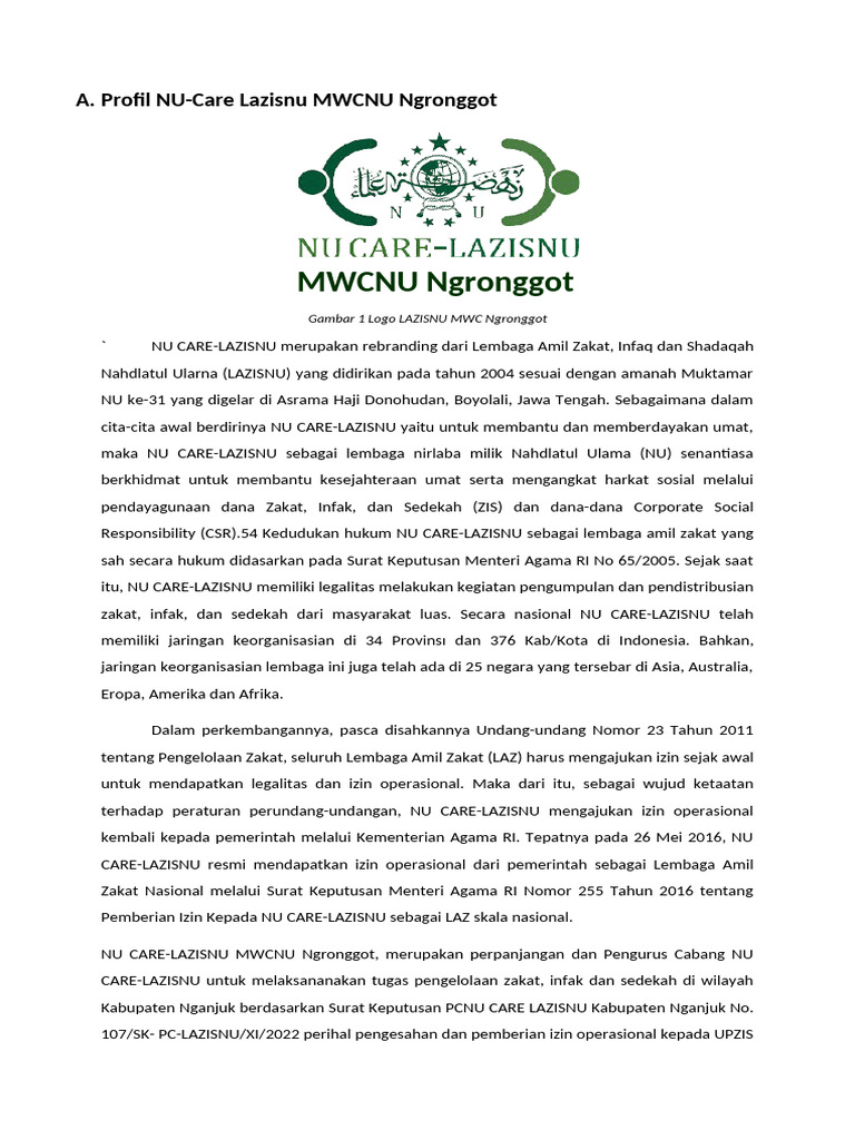Profil LAZISNU MWC NGRONGGOT 2023 | PDF