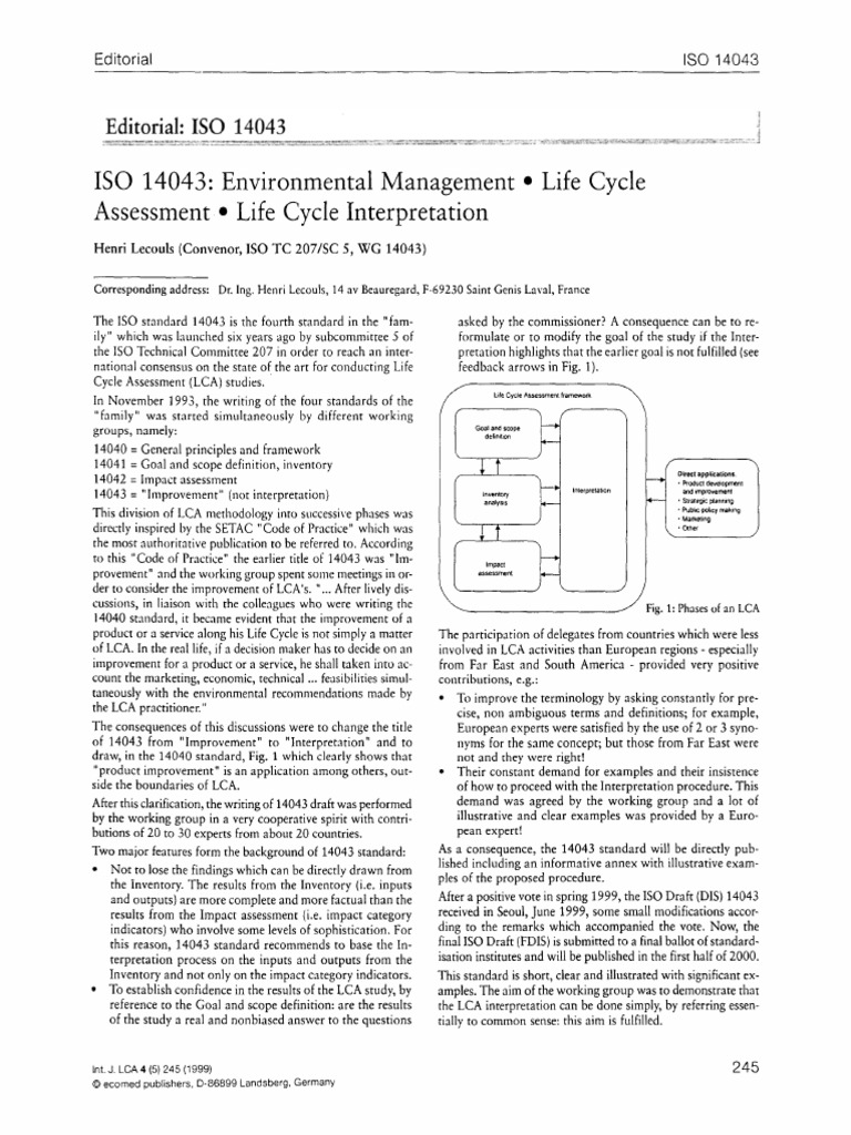 ISO 14043: Life Cycle Interpretation Guide | PDF | Life Cycle ...