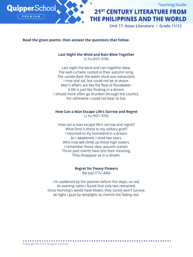 PDF-Texts LT-11 12 Unit-17 Lesson-1 Chinese-Literature Analysis | PDF ...