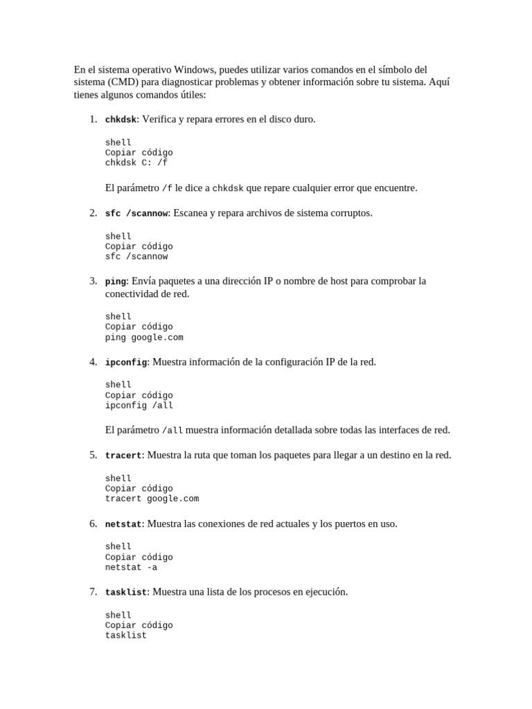 Comandos útiles de CMD en Windows | PDF | Archivo de computadora ...