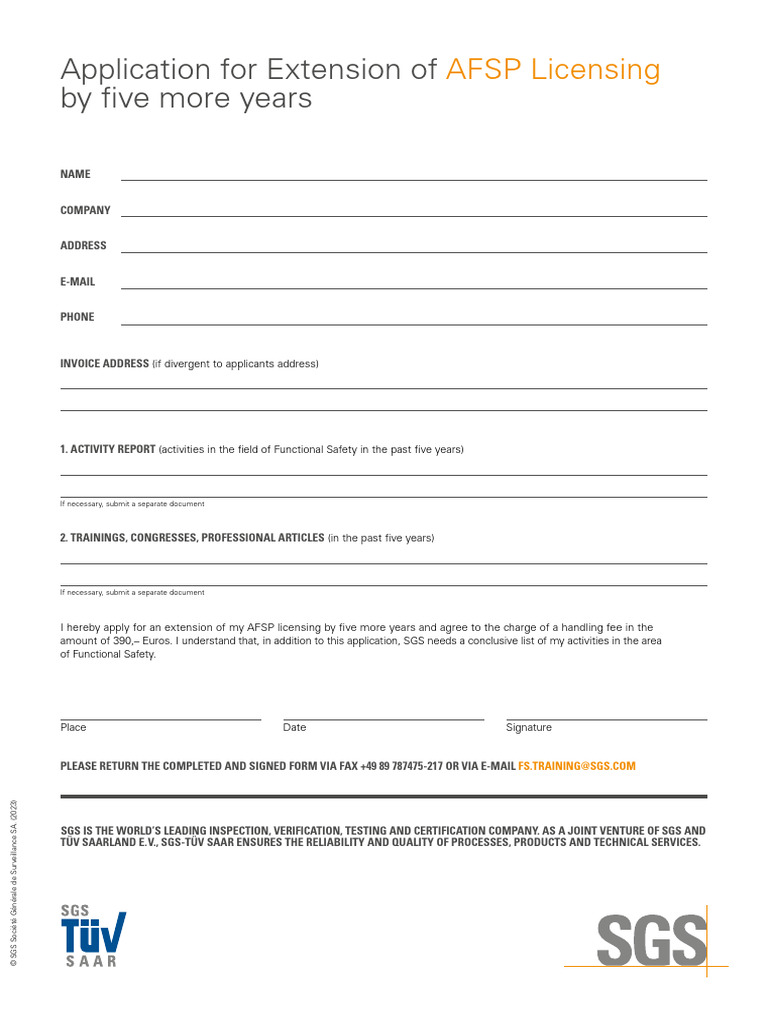 SGS-TUeV AFSP Extension Licensing EN | PDF