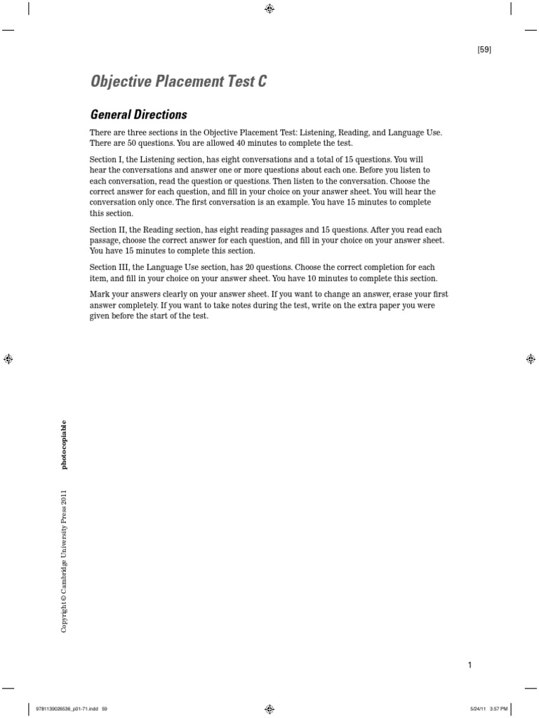 Placement Test Booklet C | PDF | Diner