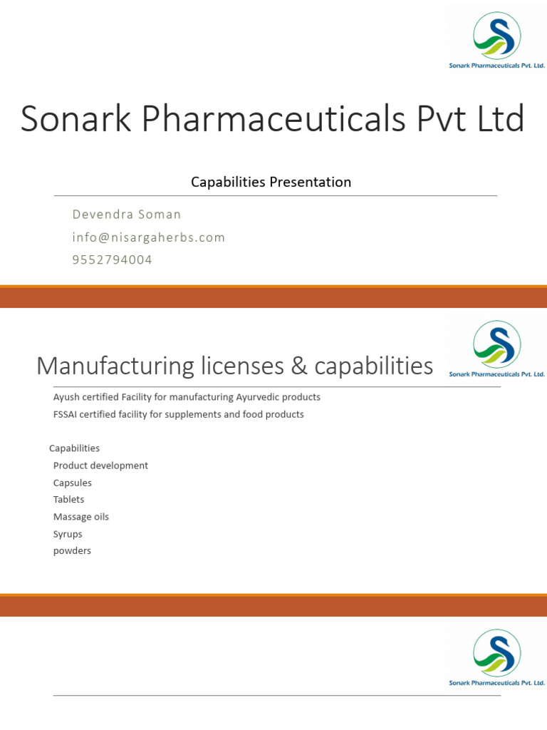 Sonark Pharmaceuticals Capability Presentation | PDF