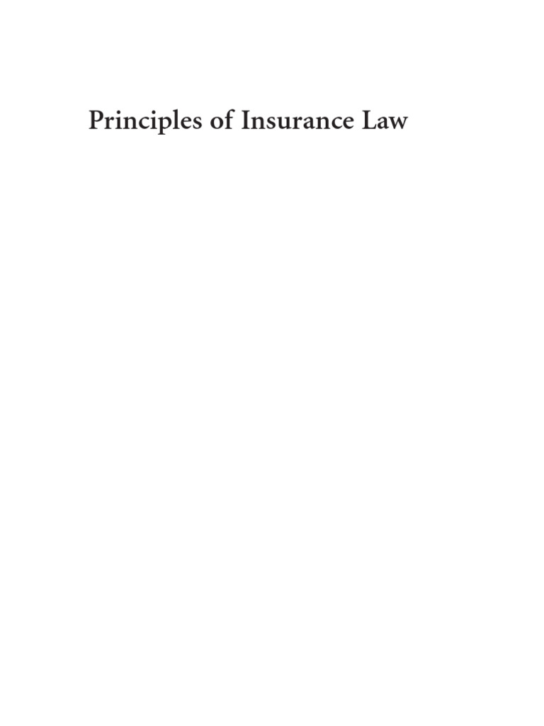 Principles of Insurance Law | PDF | Insurance | Liability Insurance