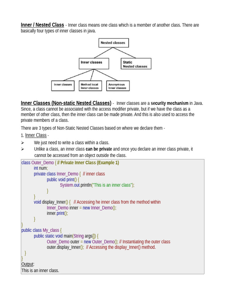 Understanding Java Inner Classes | PDF | Class (Computer Programming) | Method (Computer ...