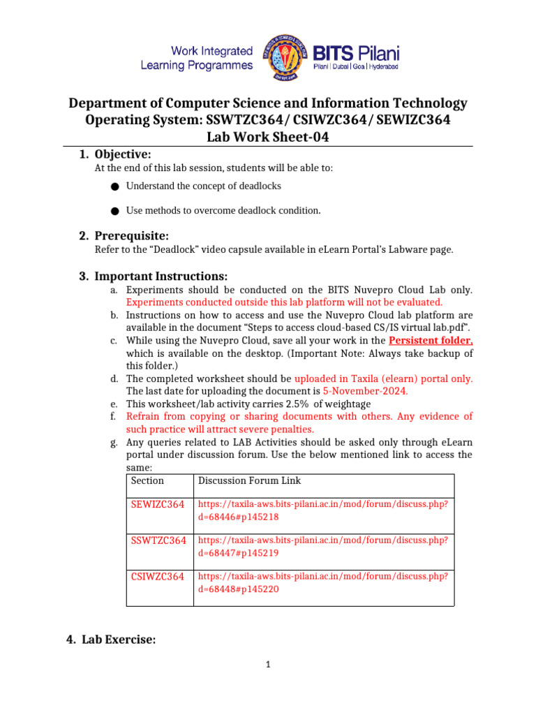 OS_Wipro_Lab Sheet-04 | PDF | Computer Architecture | Computer Science OS_Wipro_Lab Sheet-04 | PDF | Computer Architecture | Computer Science