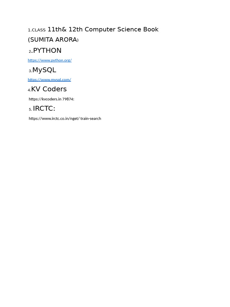 .Python Mysql KV Coders Irctc:: 11th& 12th Computer Science Book ...