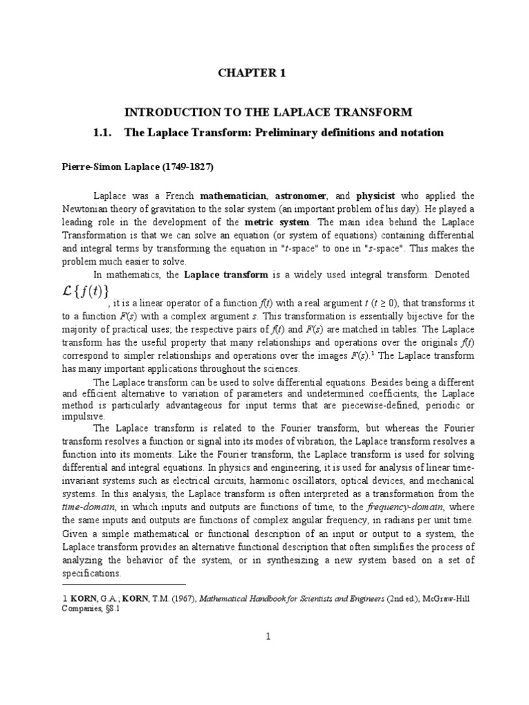 Introduction To The Laplace Transform | PDF | Laplace Transform | Mathematical Relations