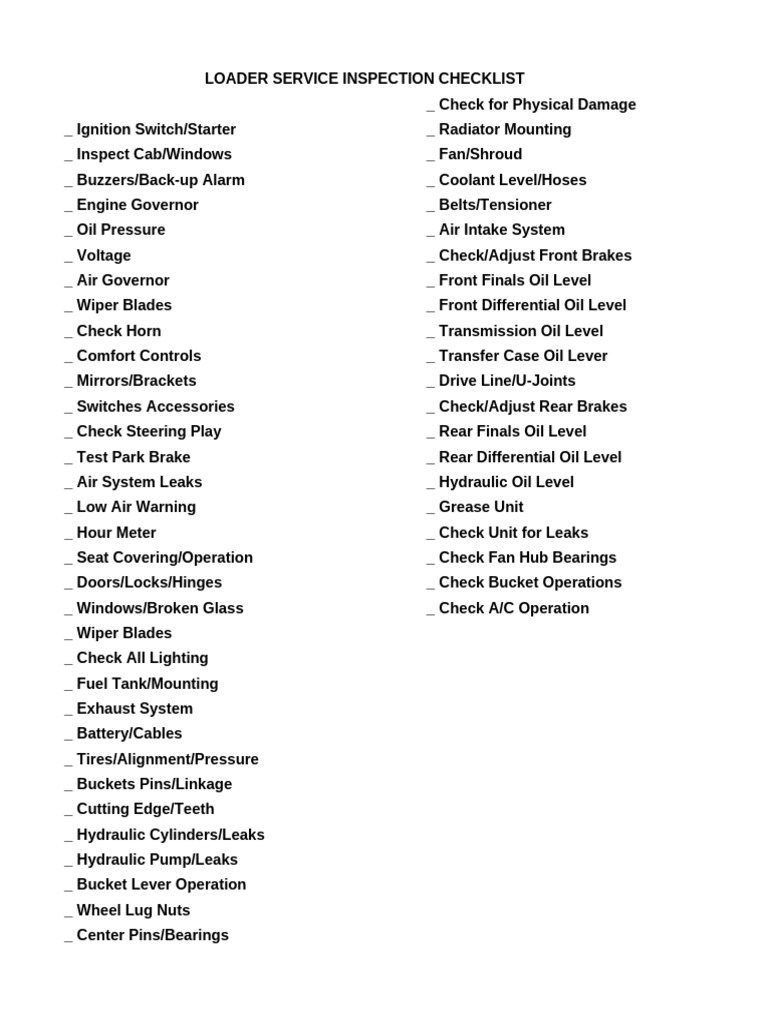 Loader Service Packet | PDF | Technology & Engineering