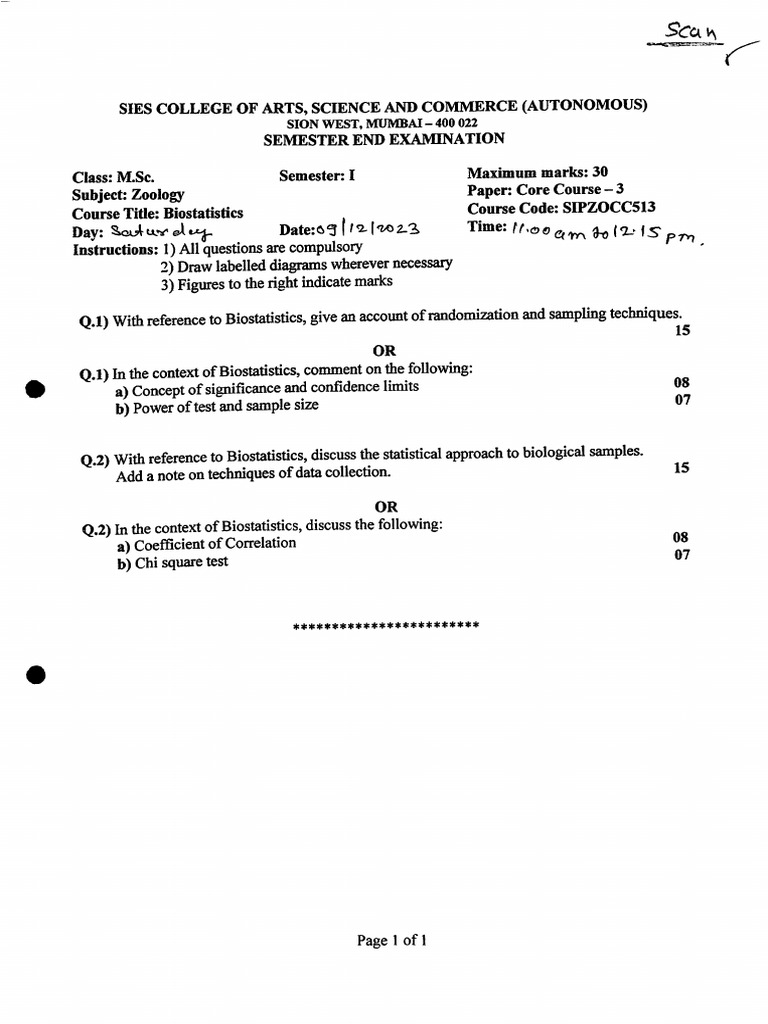 Biostatistics - SIES College of Arts, Science - 5339 | PDF