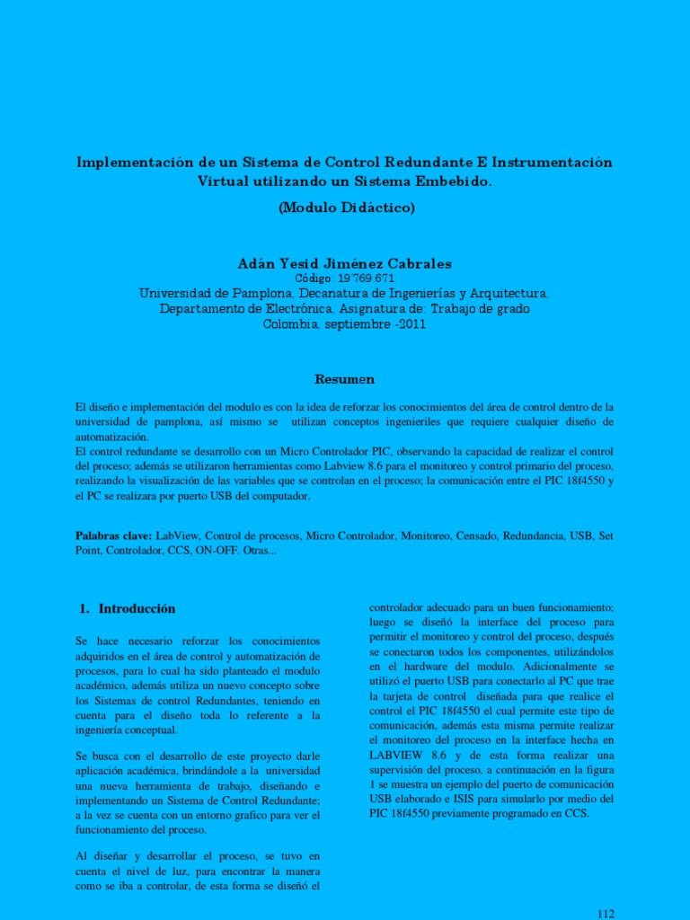 Control Redundante con PIC y LabView | PDF | Sistema de control | Resistencia Eléctrica y ...