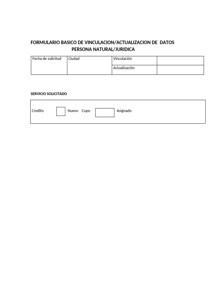 Formulario Basico de Vinculacion | PDF | Finanzas y administración del dinero