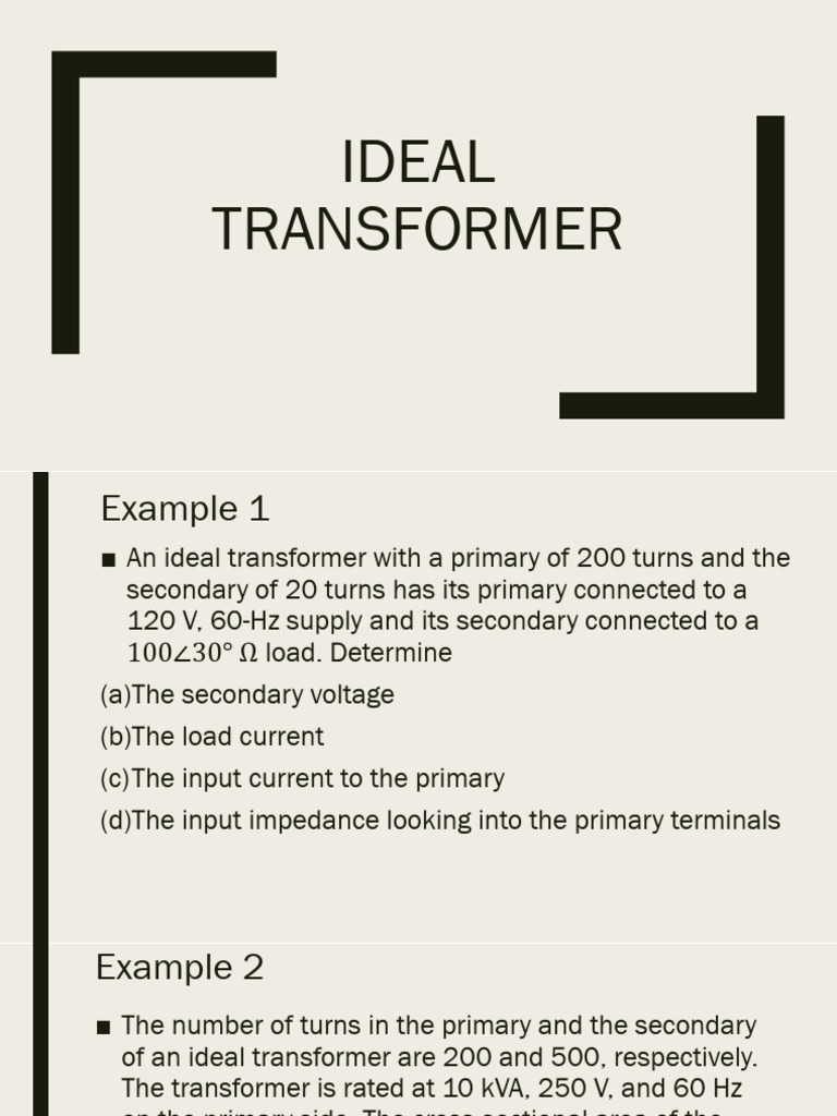 Ideal TransformerSample Problem | PDF | Science & Mathematics | Technology & Engineering