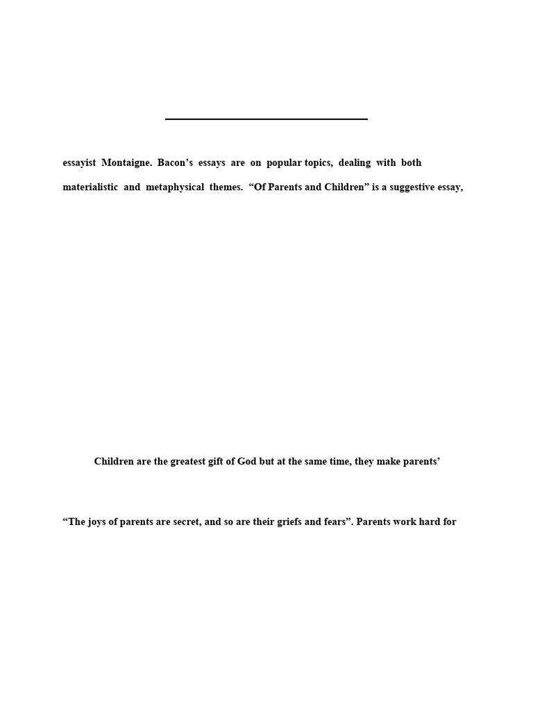 Of Parents and Children | PDF | Essays | Francis Bacon