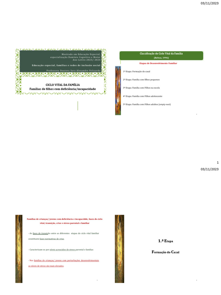 ppt8 - Ciclo Vital Da Família I | PDF | Família | Adolescência