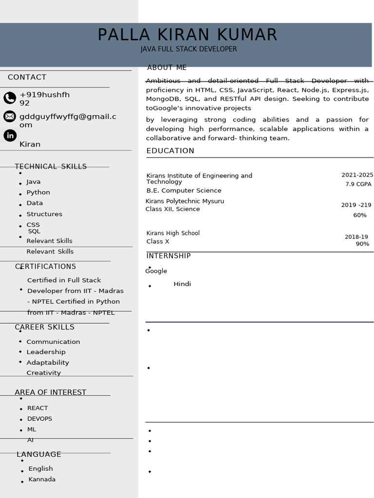 Kiran's Modern Resume | PDF | Computing | Software Engineering