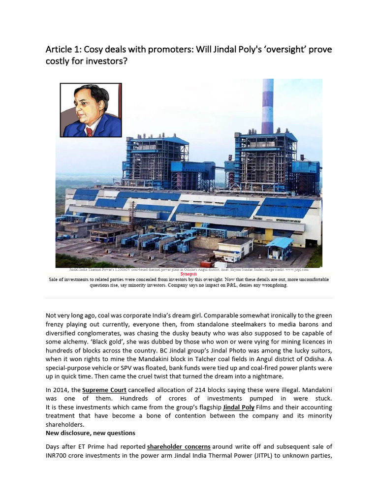 Jindal Poly's Oversight Raises Investor Concerns | PDF | Hybrid Vehicle ...