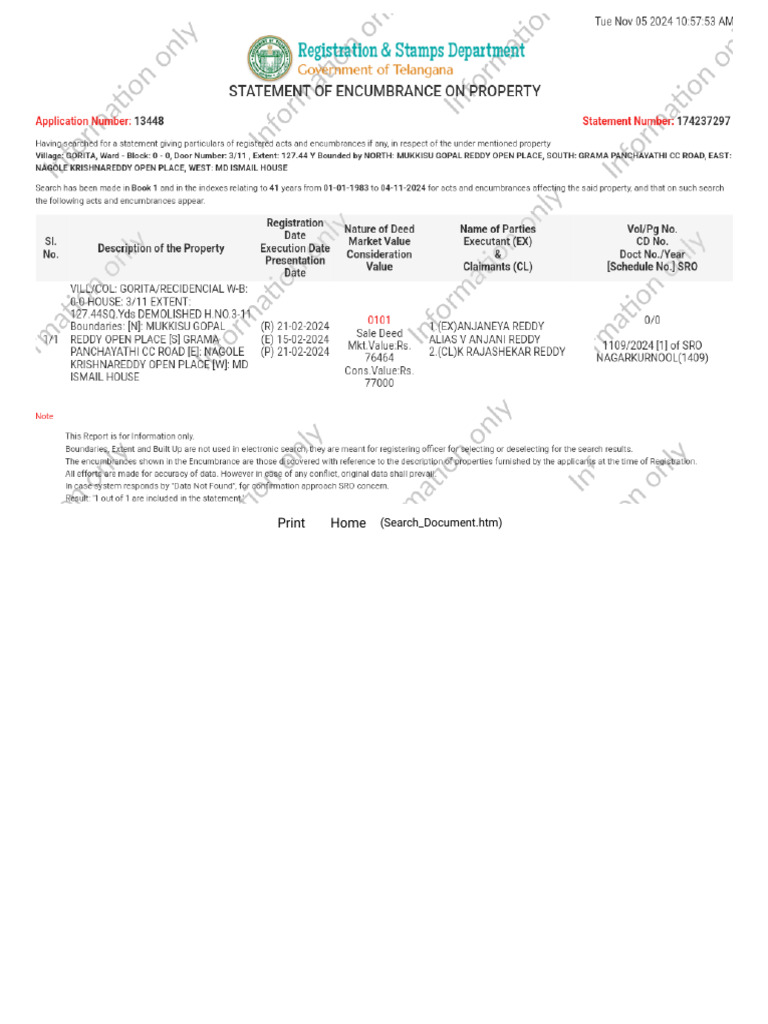 Statement of Encumbrance on Property (6) | PDF