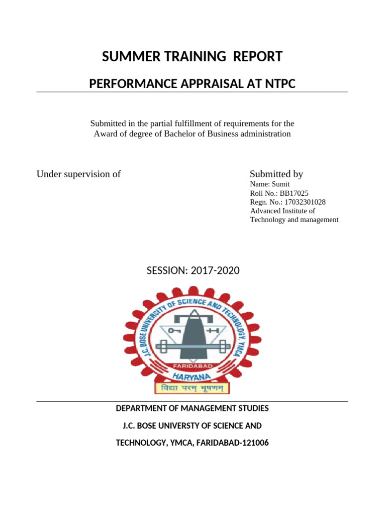 Summer Training Report Sumit | PDF | Performance Appraisal | Goal