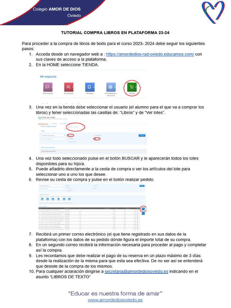 Tutorial Compra Libros en Plataforma 23-24 | PDF