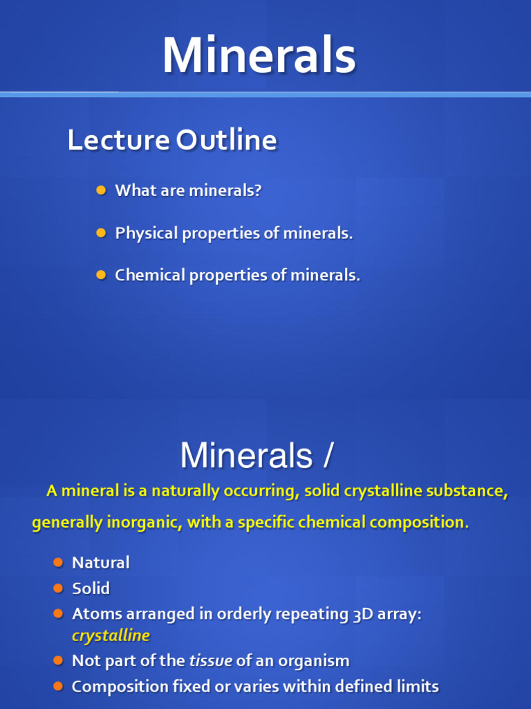 Understanding Mineral Properties and Types | PDF | Minerals | Ion