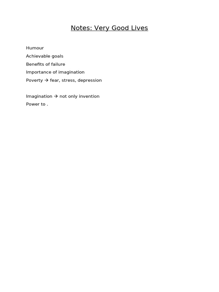 Notes Very Good Lives | PDF