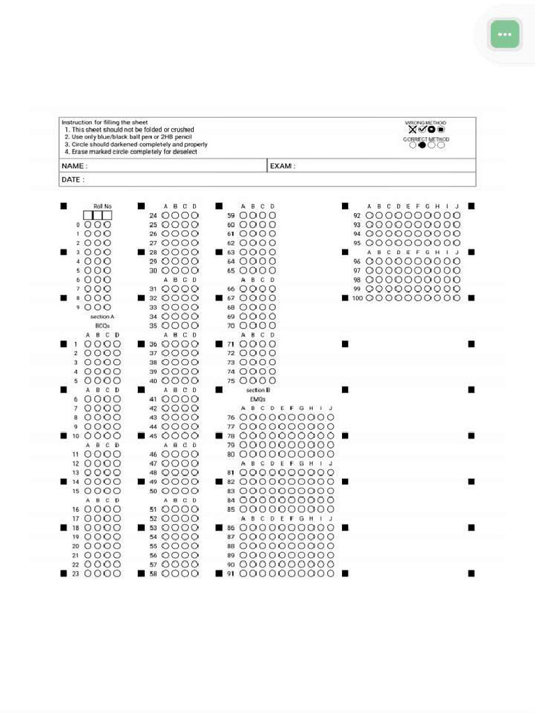 Omr Sheet Pre Proff | PDF