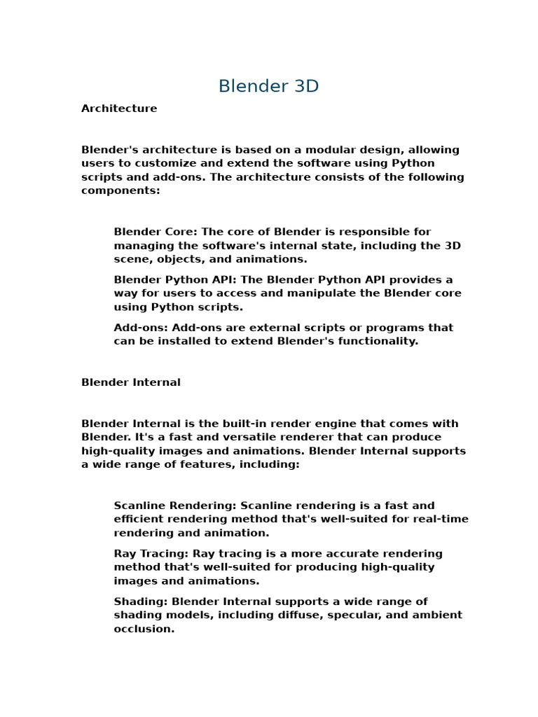 Blender 3D | PDF | Blender (Software) | Rendering (Computer Graphics)