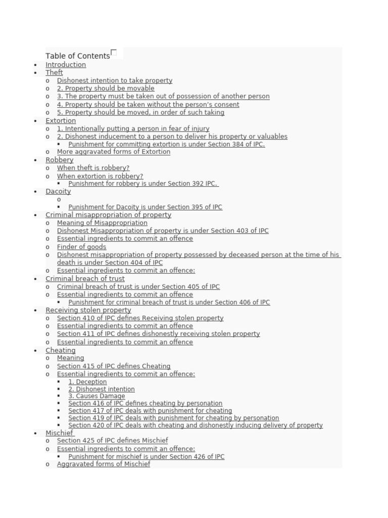 Offences Against Property | PDF | Theft | Robbery