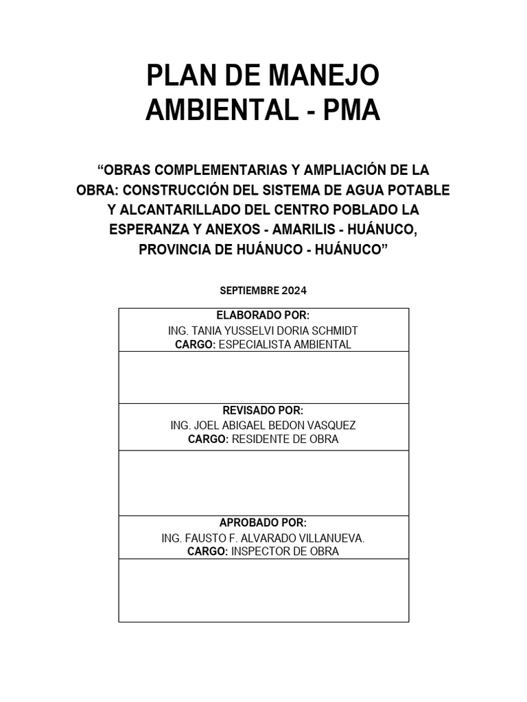 Plan de Manejo Ambiental | PDF | Residuos | Agua