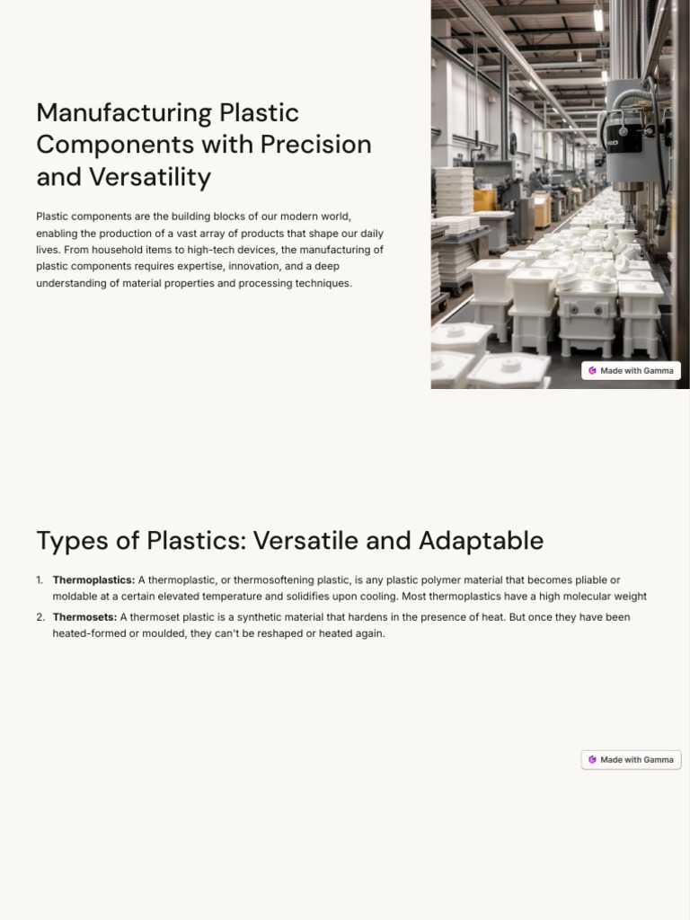 Precision Plastic Manufacturing Guide | PDF | Thermoplastic | Plastic
