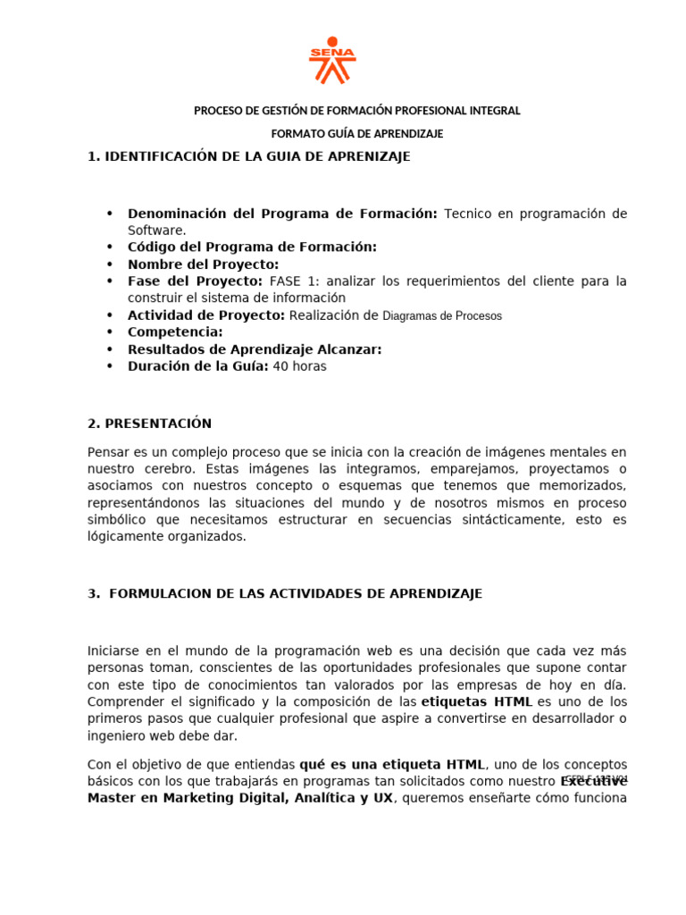 Guia - de - Aprendizaje Secciones Completas en HTML y CSS | PDF | Red ...