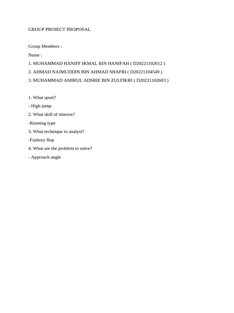 Group Project Proposal | PDF | Career & Growth | Sports & Recreation