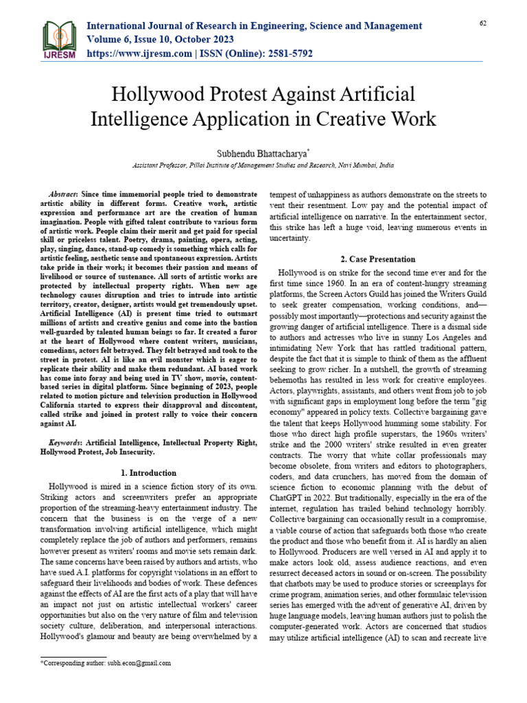 Hollywood Protest Against Artificial Intelligence Application in ...