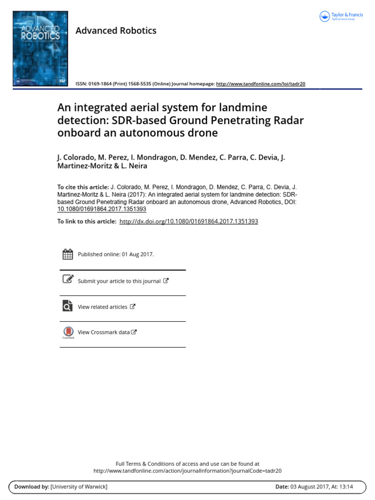 An Integrated Aerial System For Landmine Detection Sdr Based Ground Penetrating Radar Onboard An