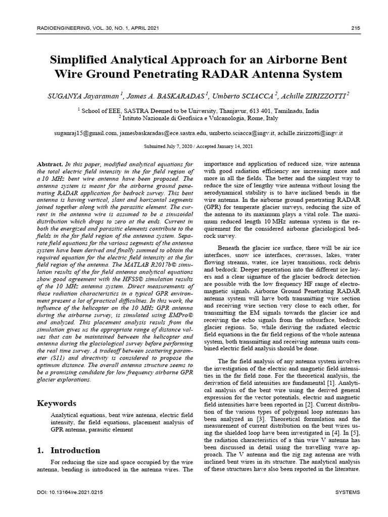 Simplified Analytical Approach For An Airborne Bent Wire Ground ...