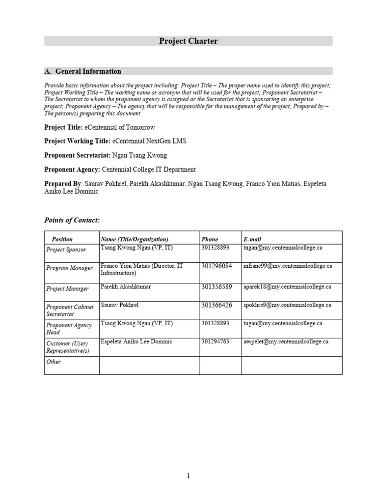 CNET307 Assignment 2 - Project Charter | PDF | Strategic Planning ...